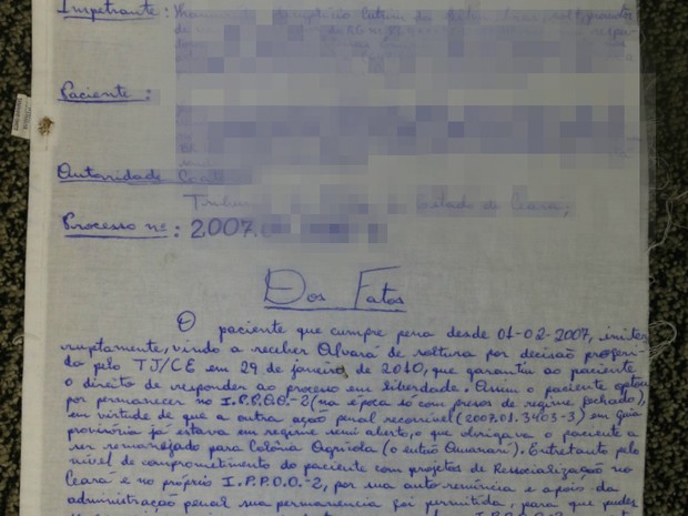 G1 Preso Do Ceará Usa Lençol Para Escrever Habeas Corpus Ao Stj