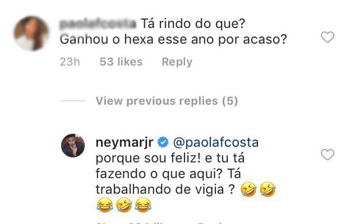 Neymar responde internauta que provocou tá rindo do que Ganhou o hexa