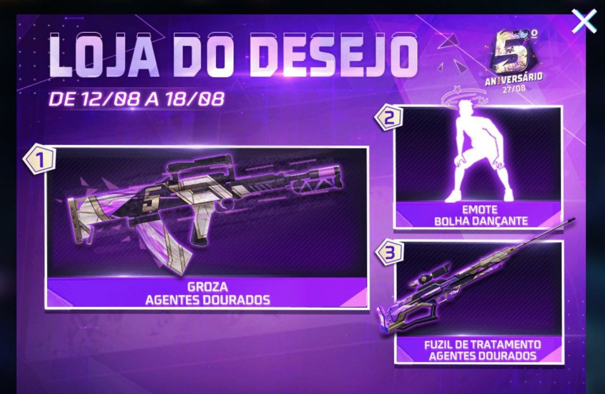 Free Fire Loja Do Desejo Volta Skins Agentes Dourados Free Fire Ge