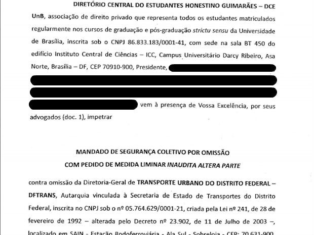 G1 - DCE da UnB entra com mandado de segurança contra DFTrans ... G1 - DCE da UnB entra com mandado de segurança contra DFTrans ...