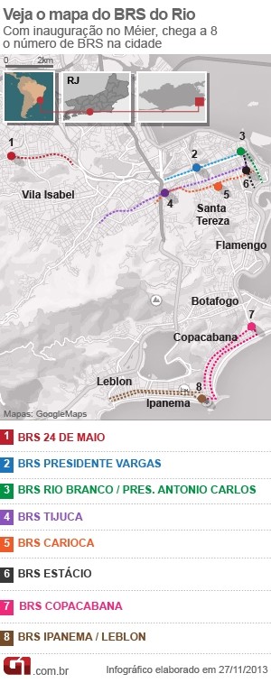 G1 - Veja o mapa dos oito corredores BRS já implantados no Rio ...