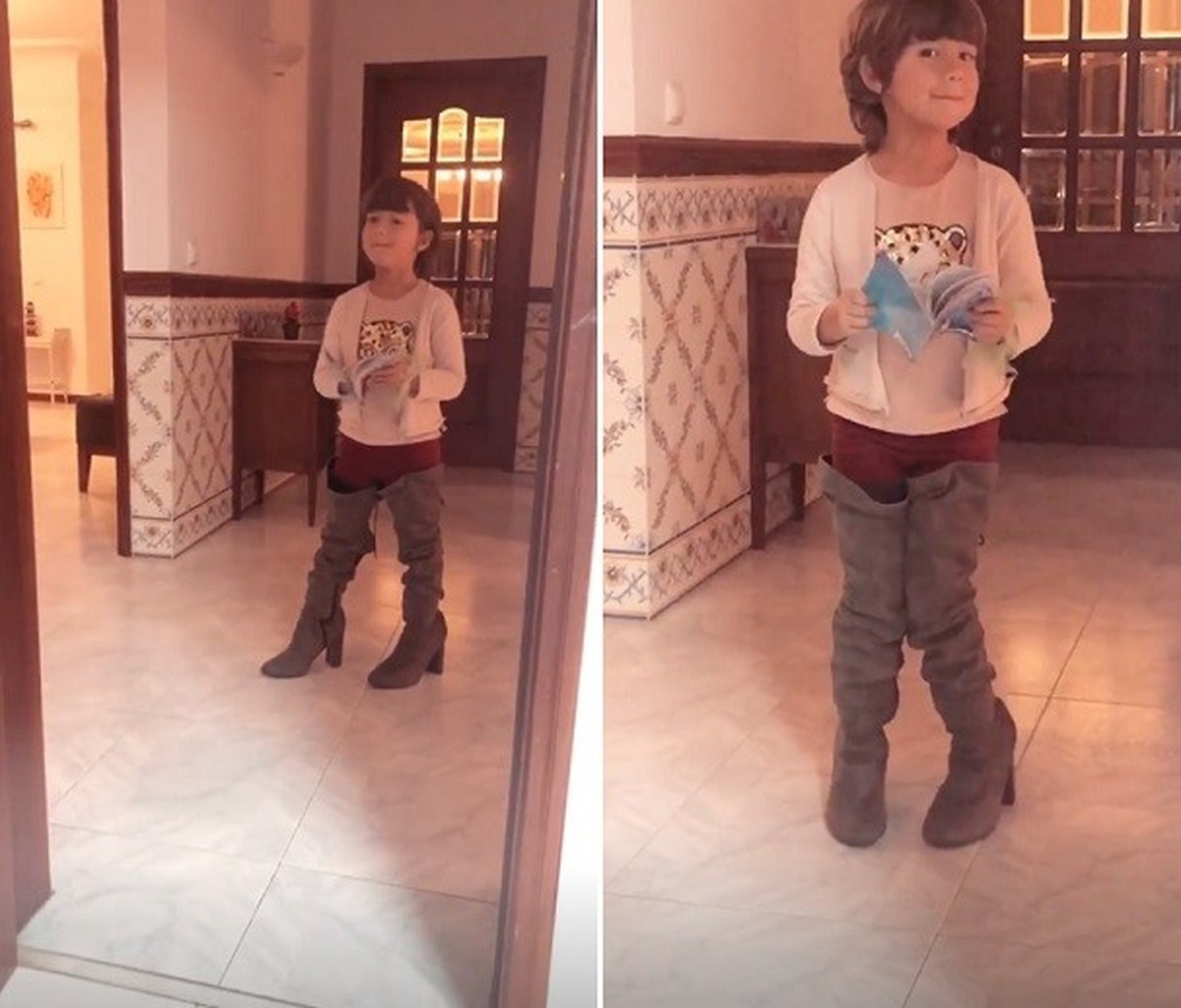 Luana Piovani se diverte com filha de quatro anos usando suas botas ...
