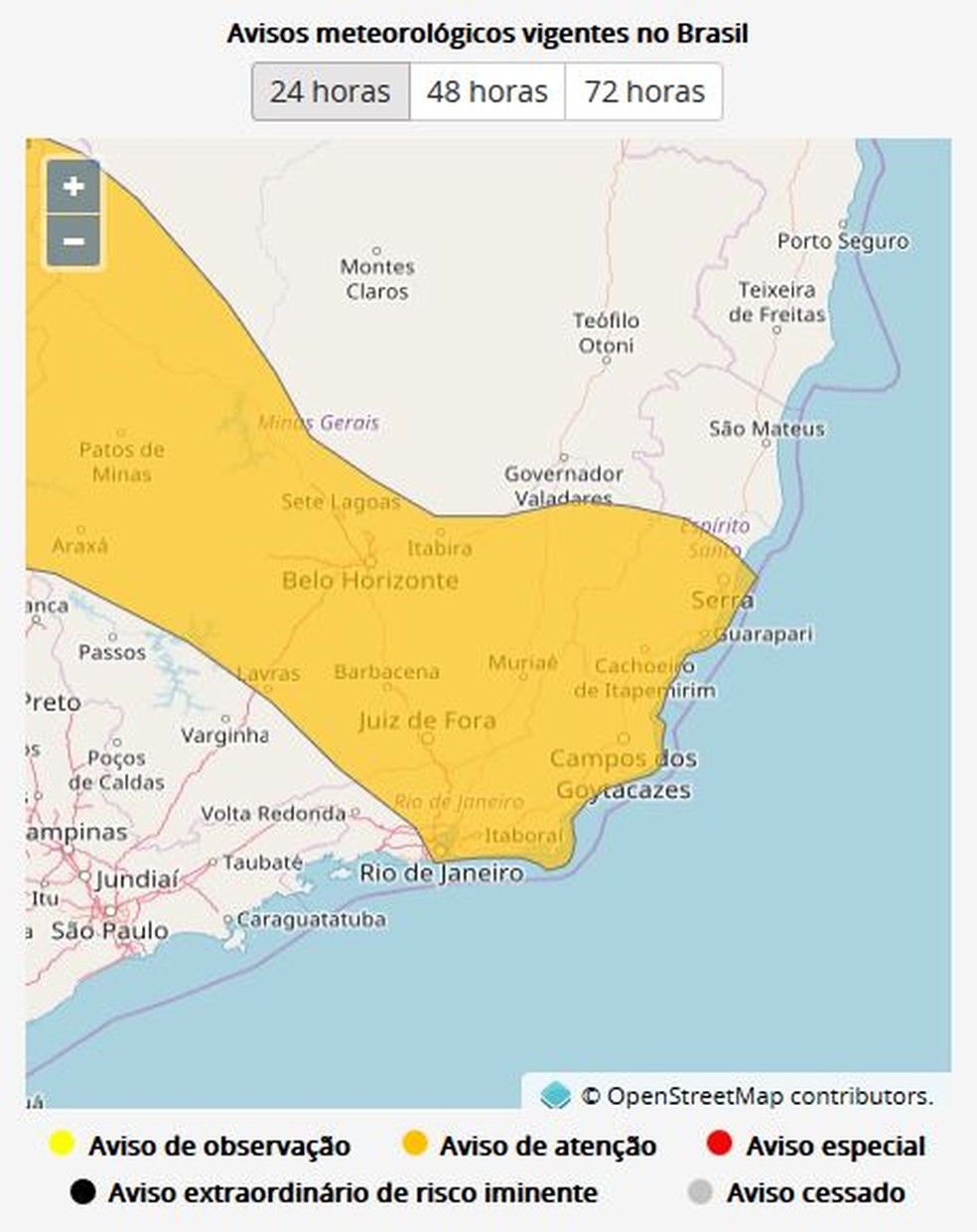 Instituto emite aviso de atenção por causa de chuvas no ES pelas ...