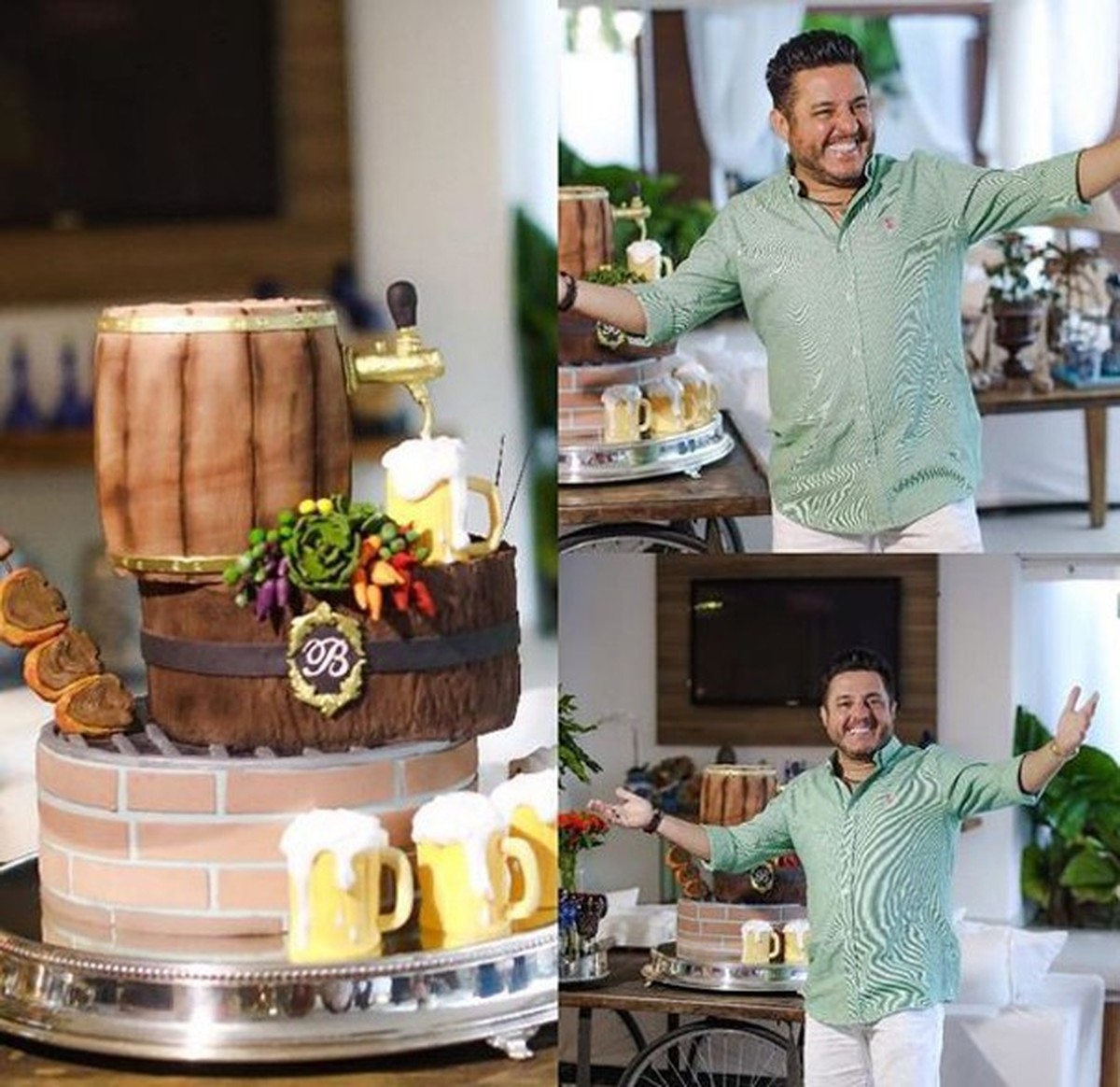 Sertanejo Bruno ganha bolo em formato de barril de chopp: "Que luxo ...