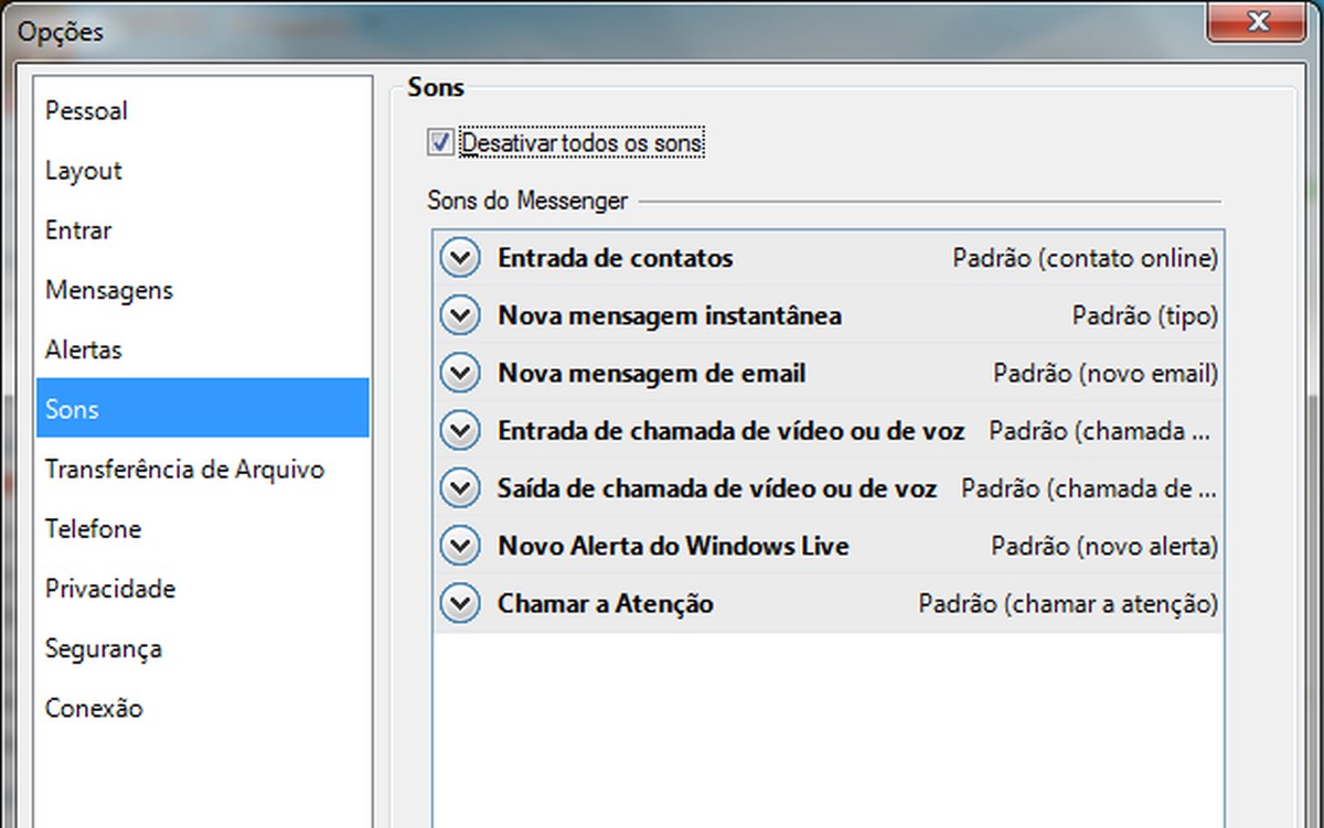 Como desativar os sons do Windows Live Messenger | Dicas e Tutoriais ...