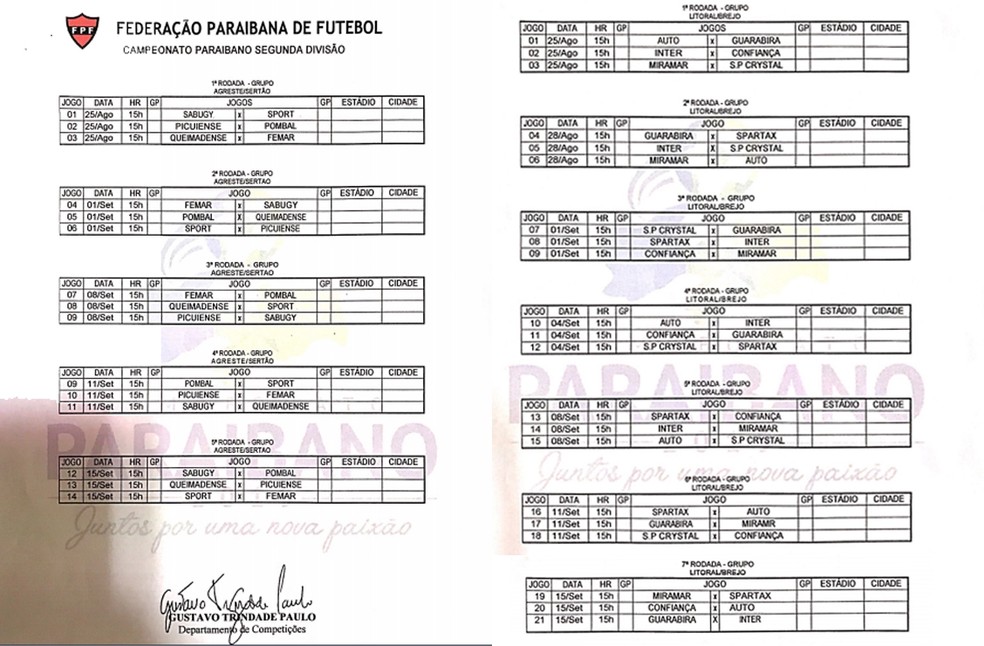 Ainda sem regulamento, FPF divulga tabela da fase de grupos do ...