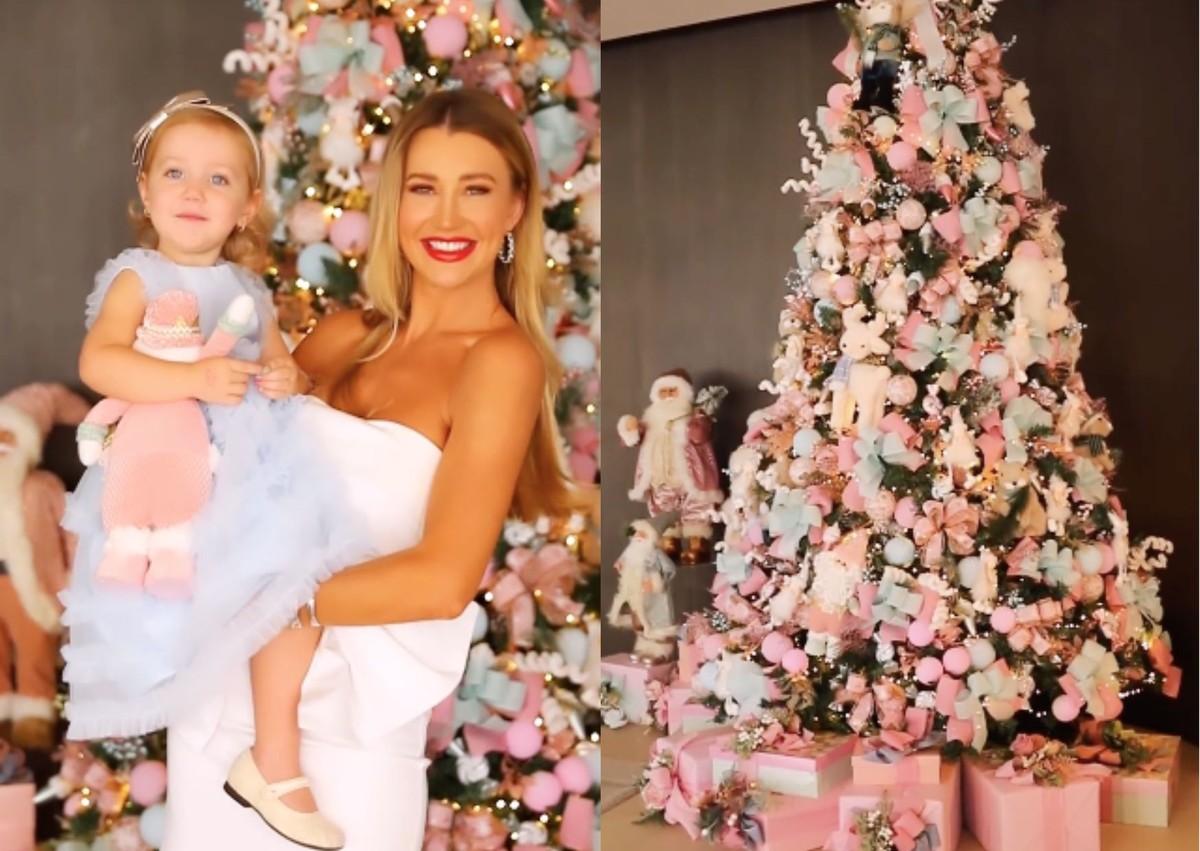 Ana Paula Siebert encanta web ao mostrar sua árvore de Natal rosa ...
