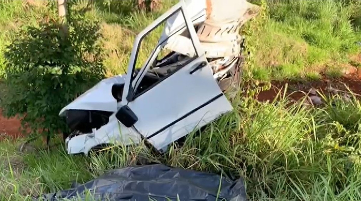 Carro parte ao meio ao bater em árvore, e motorista morre na BR-369 | Oeste e Sudoeste | G1