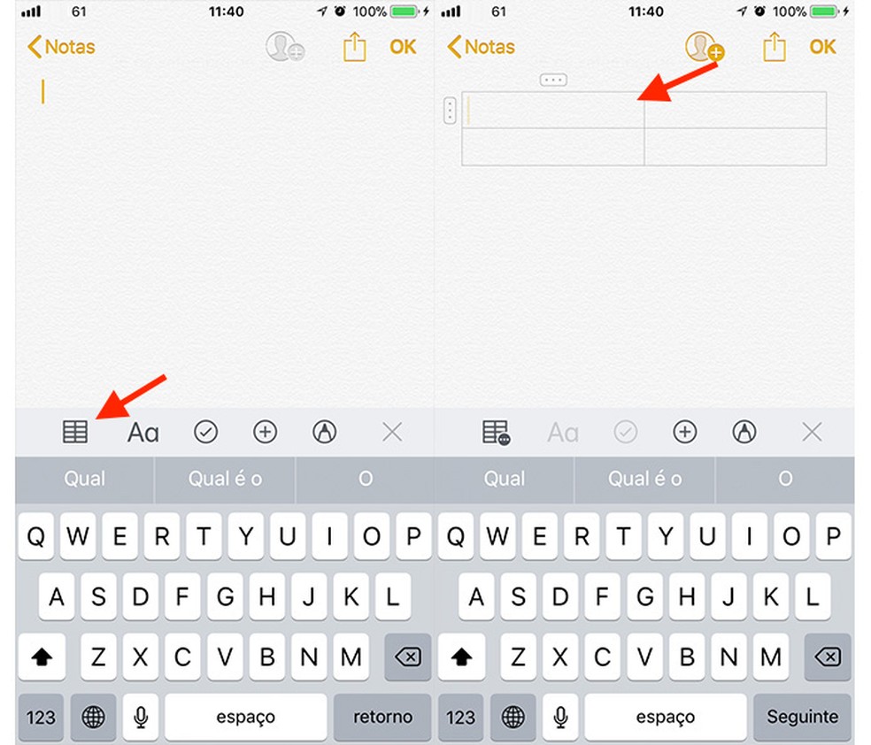 Como criar tabelas no aplicativo Notas do iPhone com o iOS 11 ...