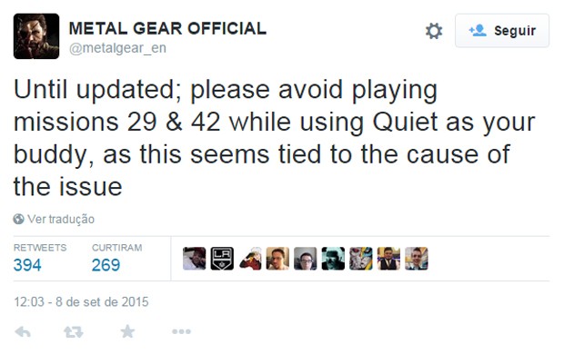 G1 - 'Metal Gear Solid V': Konami faz alerta para bug que pode ...