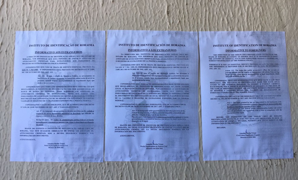 Governo de RR continua a exigir passaportes de estrangeiros no ...