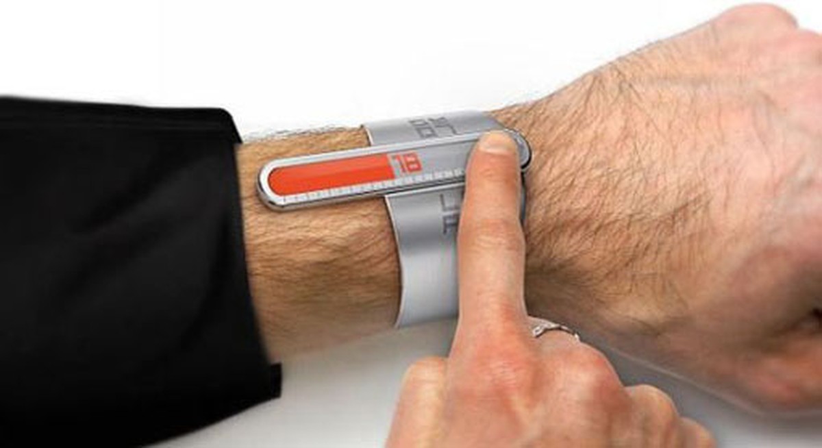 Conceito de relógio mostra as horas com uma paleta de cores para você ...