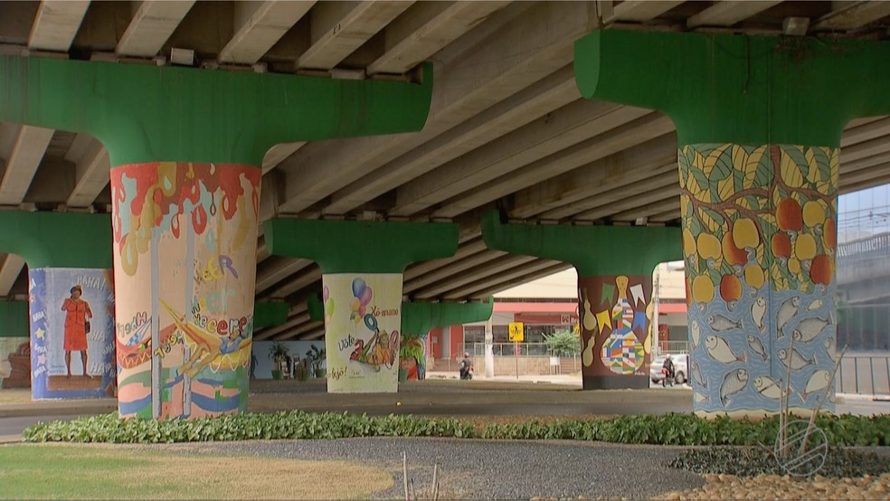 Em comemoração aos 300 anos de Cuiabá, viadutos são pintados por ...