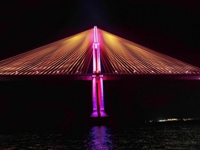 G1 - Ponte Rio Negro ganha iluminação rosa em alerta contra câncer, no ...
