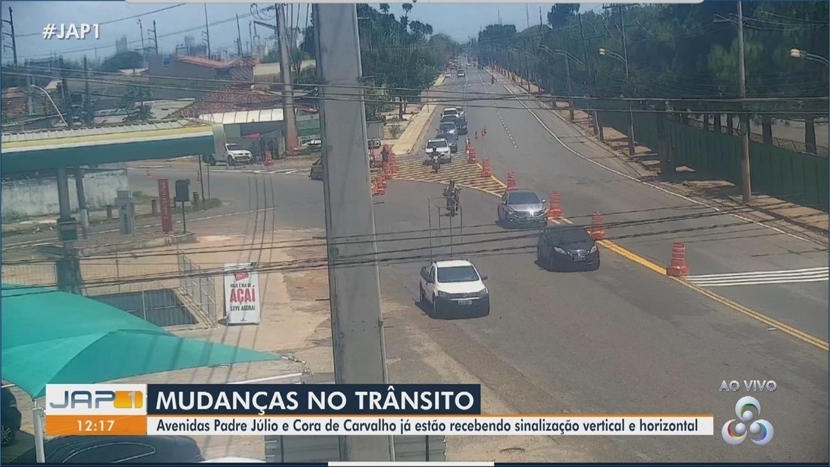Sinalização do sistema binário Padre Júlio-Cora de Carvalho em Macapá ...