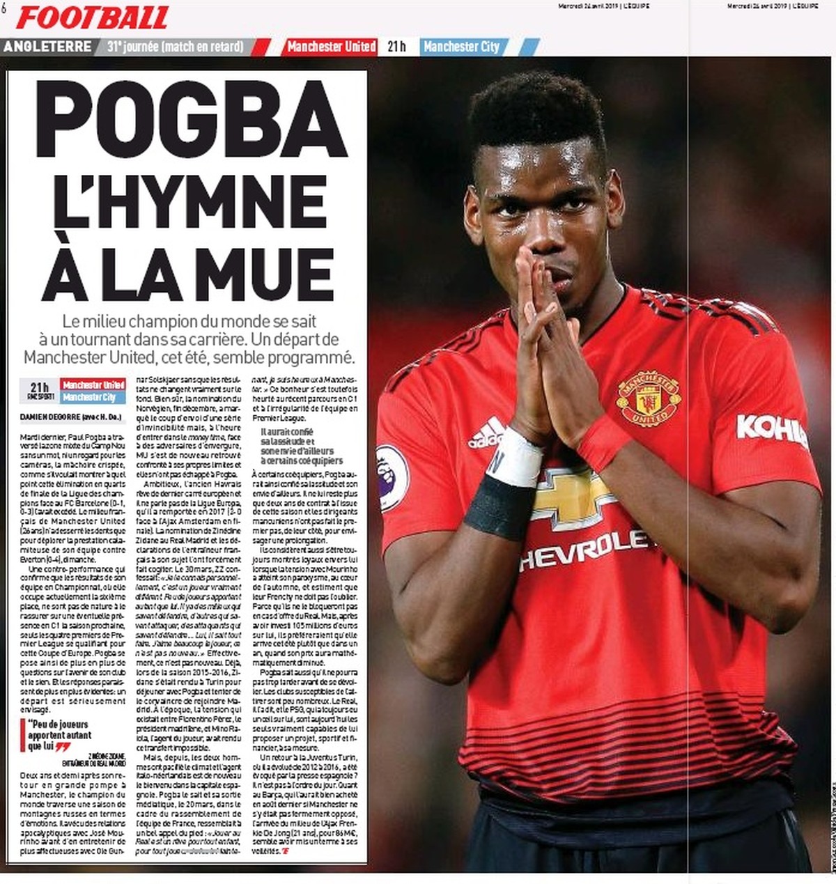 Jornal francês: Pogba sairá do Manchester United e vai para PSG ou Real ...