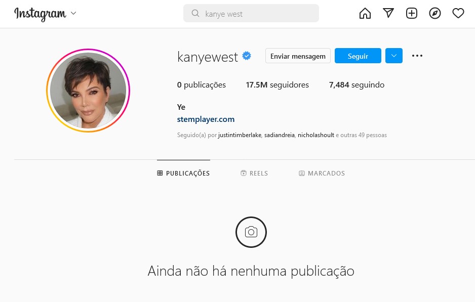 Kanye West nega ter usado foto da ex-sogra Kris Jenner no perfil pra ...