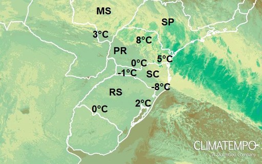 Frio intenso provoca temperaturas de 8 graus negativos no sul do Brasil ...