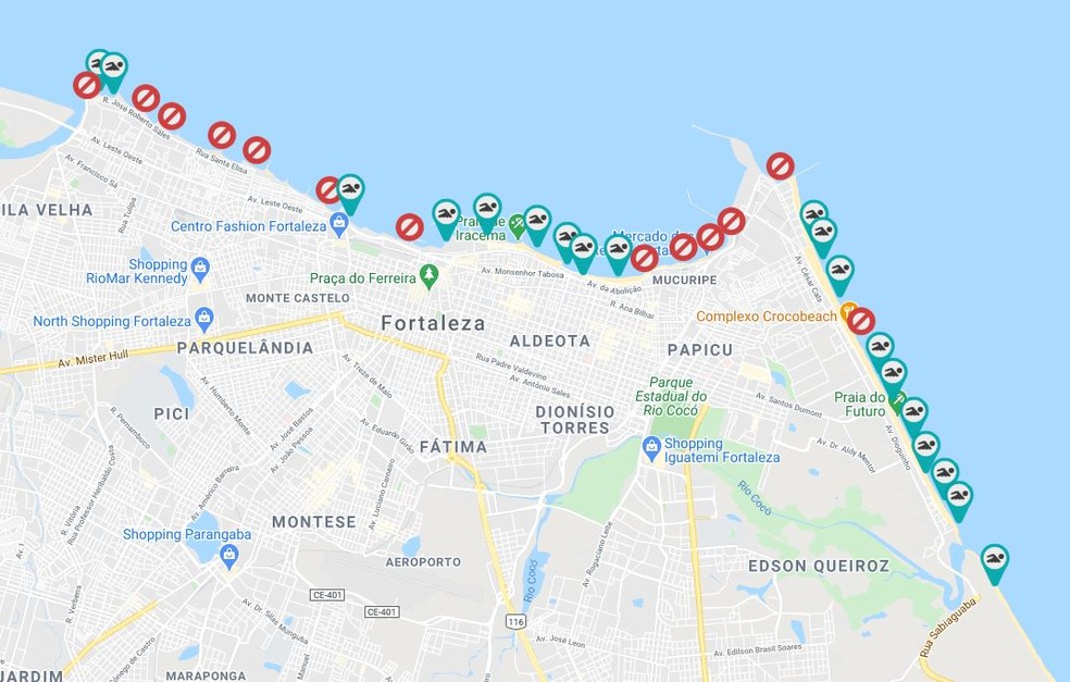 Fortaleza Brazil Beaches Maps