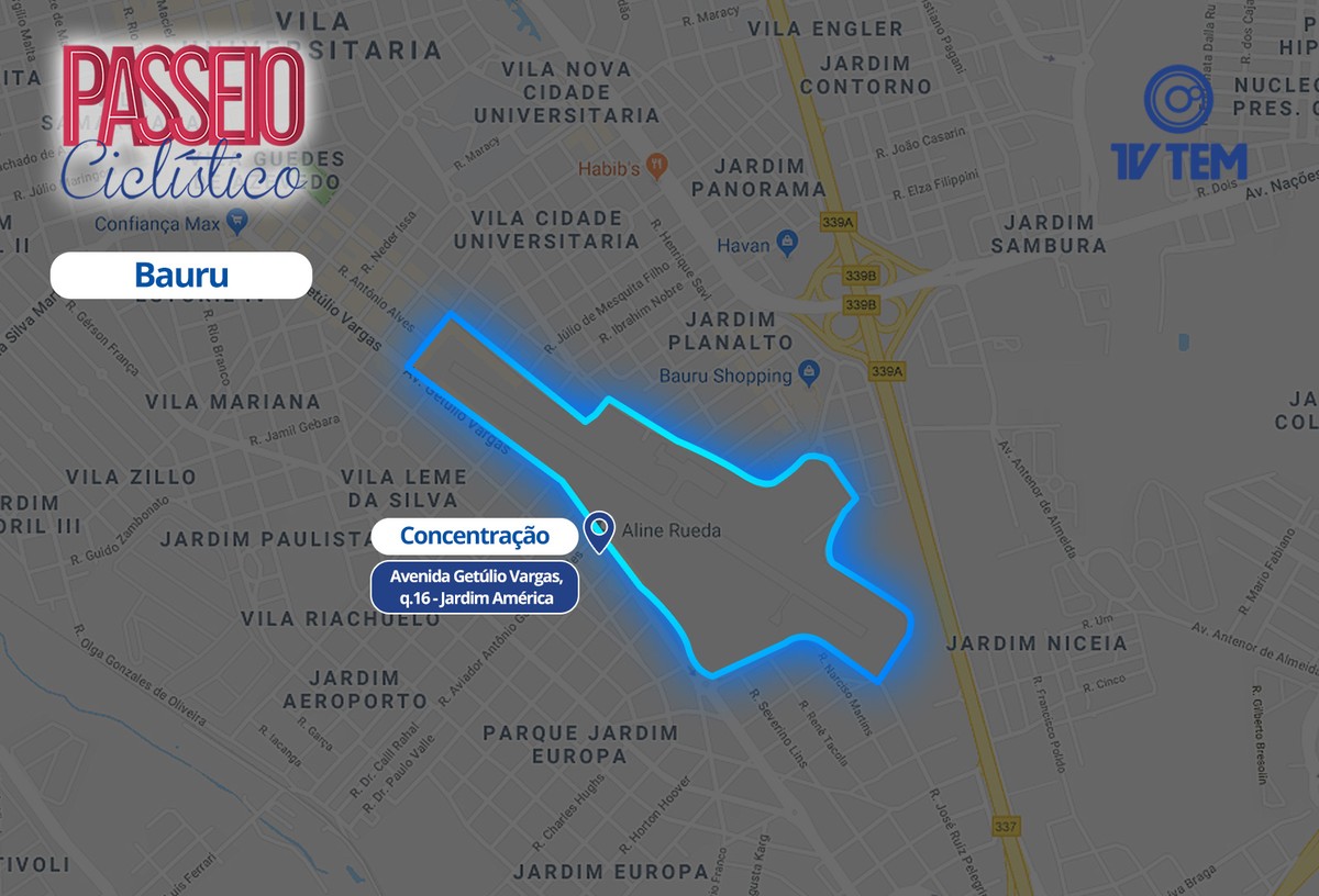 Confira o mapa do percurso do Passeio Ciclístico 2018 em Bauru ...