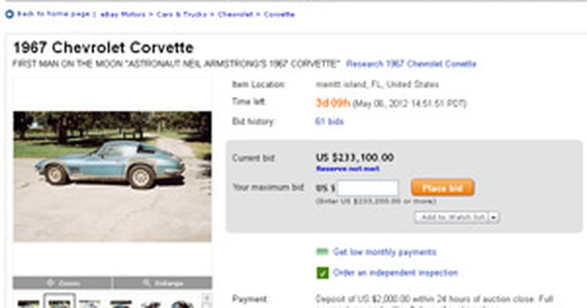 Auto Esporte - Chevrolet Corvette Sting Ray de 1967 de Neil Armstrong é ...