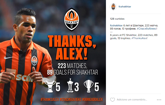Alex Teixeira faz homenagem ao Shakhtar e já posa com camisa do Jiangsu ...