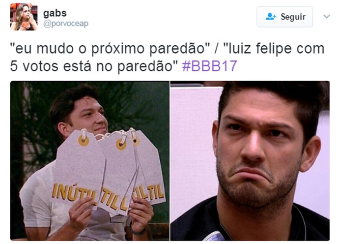 Frase de Luiz Felipe viraliza na internet após indicação para o Paredão ...