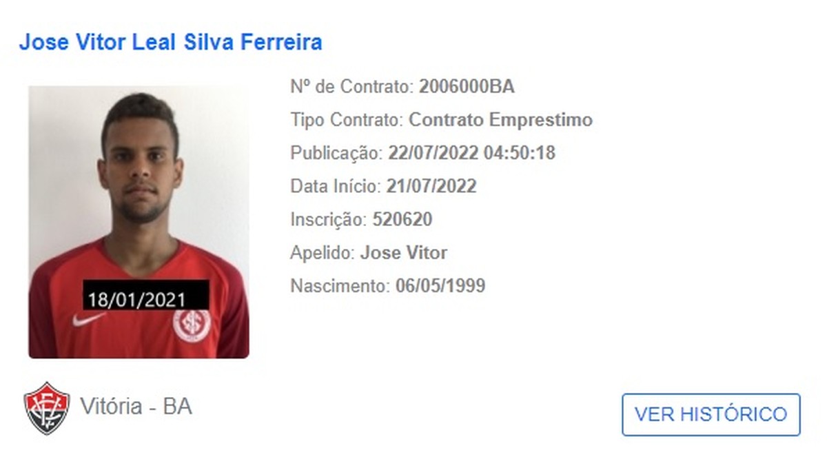 Zé Vitor tem nome publicado no BID da CBF e pode estrear pelo Vitória ...
