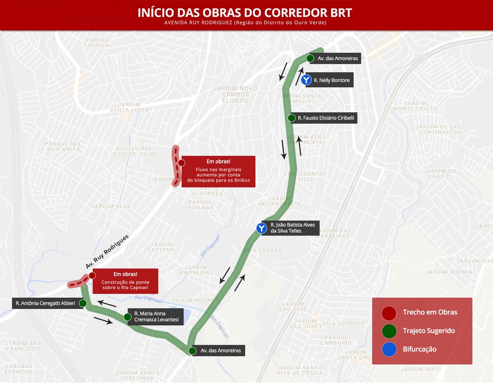 BRT em Campinas: entenda como será o desvio no 1º dia de intervenções ...