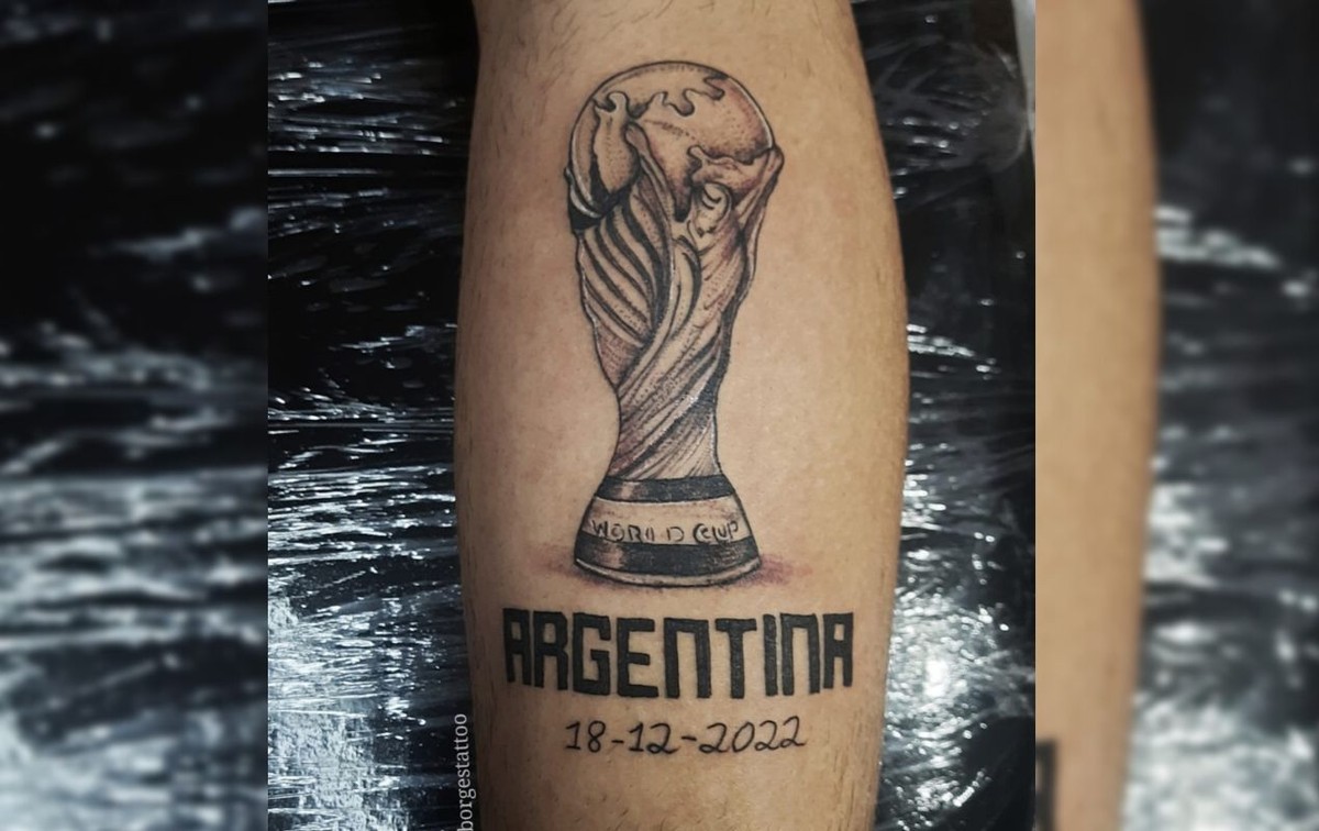 Brasileiro fanático pela Argentina tatua taça da Copa do Mundo em ...