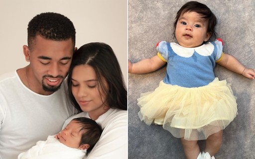 Gabriel Jesus e Raiane Lima comemoram 3 meses de Helena com look de ...