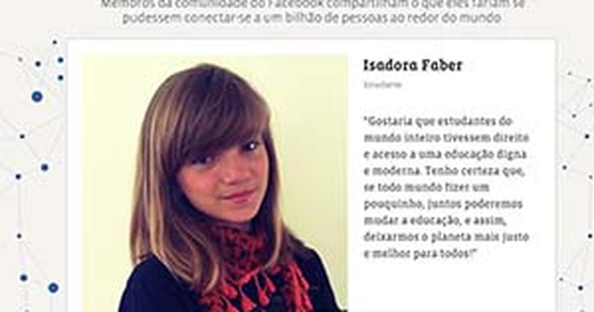 G1 - Isadora Faber é escolhida para participar de campanha do Facebook ...
