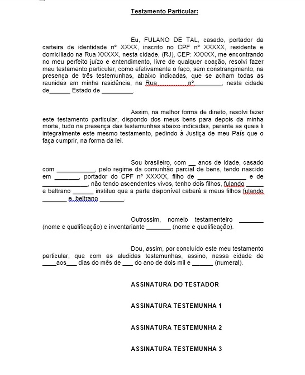 Conheça modelos de testamento para pessoas solteiras, casadas e ...