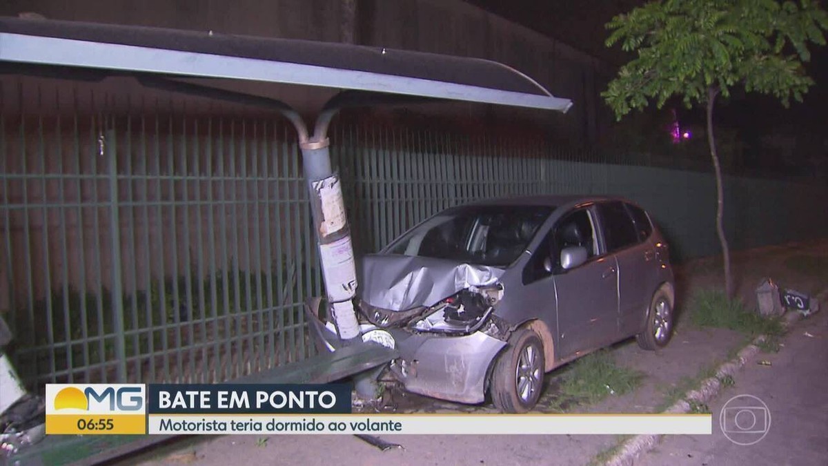 Motorista dorme ao volante e bate em ponto de ônibus, na Região Noroeste de BH | Minas Gerais | G1