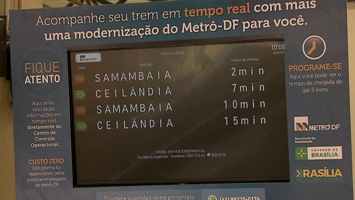 Metrô do DF mostra horário de chegada dos trens em painel digital ...
