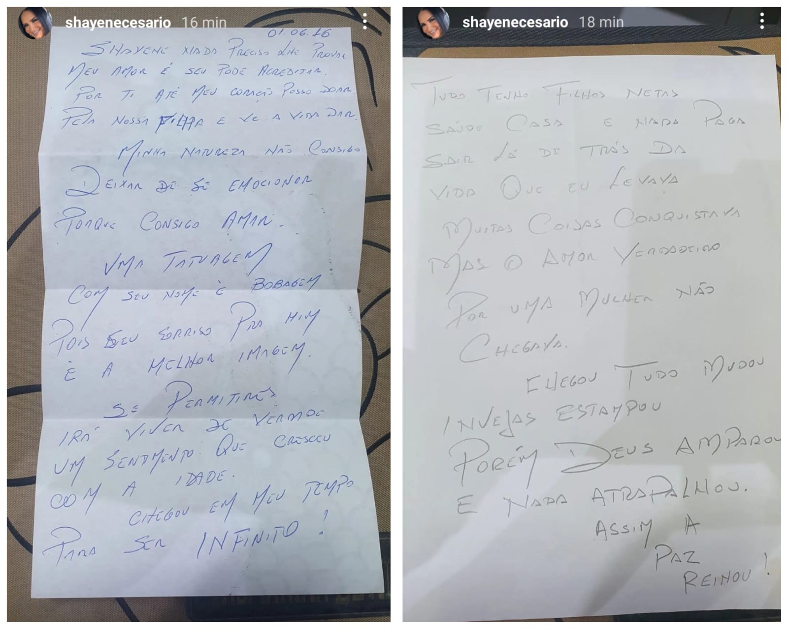 Shayene Cesário divulga bilhetes de amor do marido e pede ajuda da ...