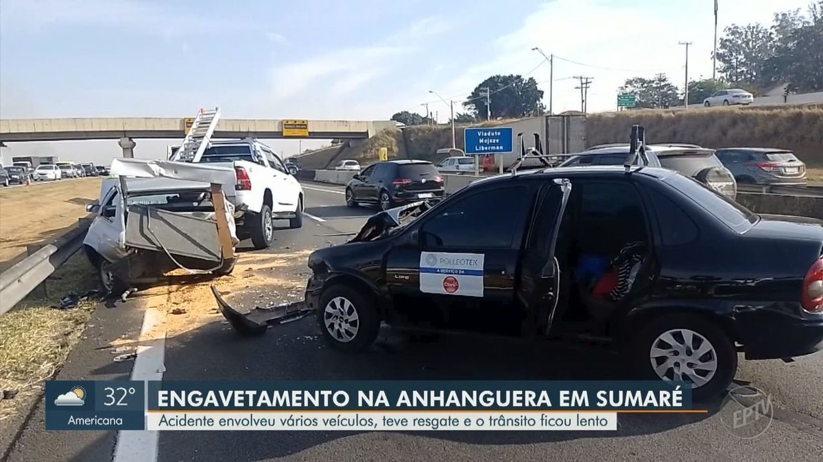 Engavetamento entre quatro carros deixa oito pessoas feridas na Rodovia Anhanguera em Sumaré ...