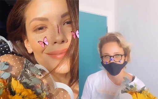 Marcella Rica leva flores para a namorada, Vitória Strada, na volta do ...