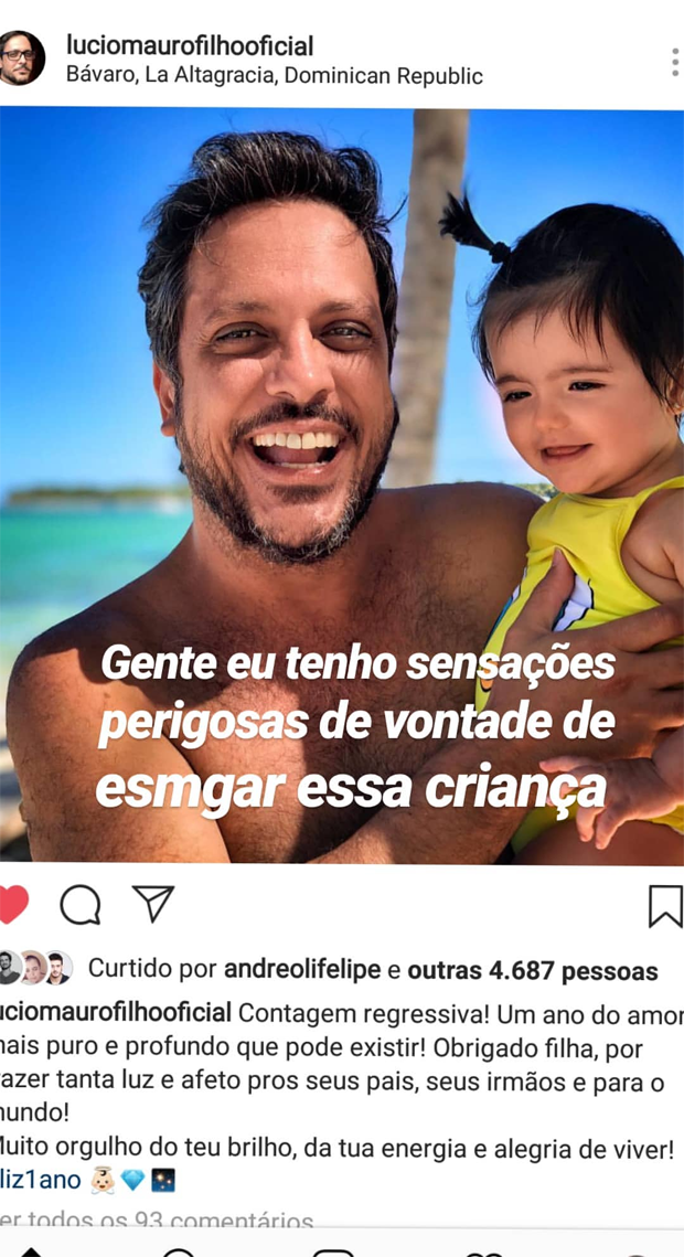 Lucio Mauro Filho posa com a filha e Rafa Brites se derrete: Lucio Mauro Filho posa com a filha e Rafa Brites se derrete: