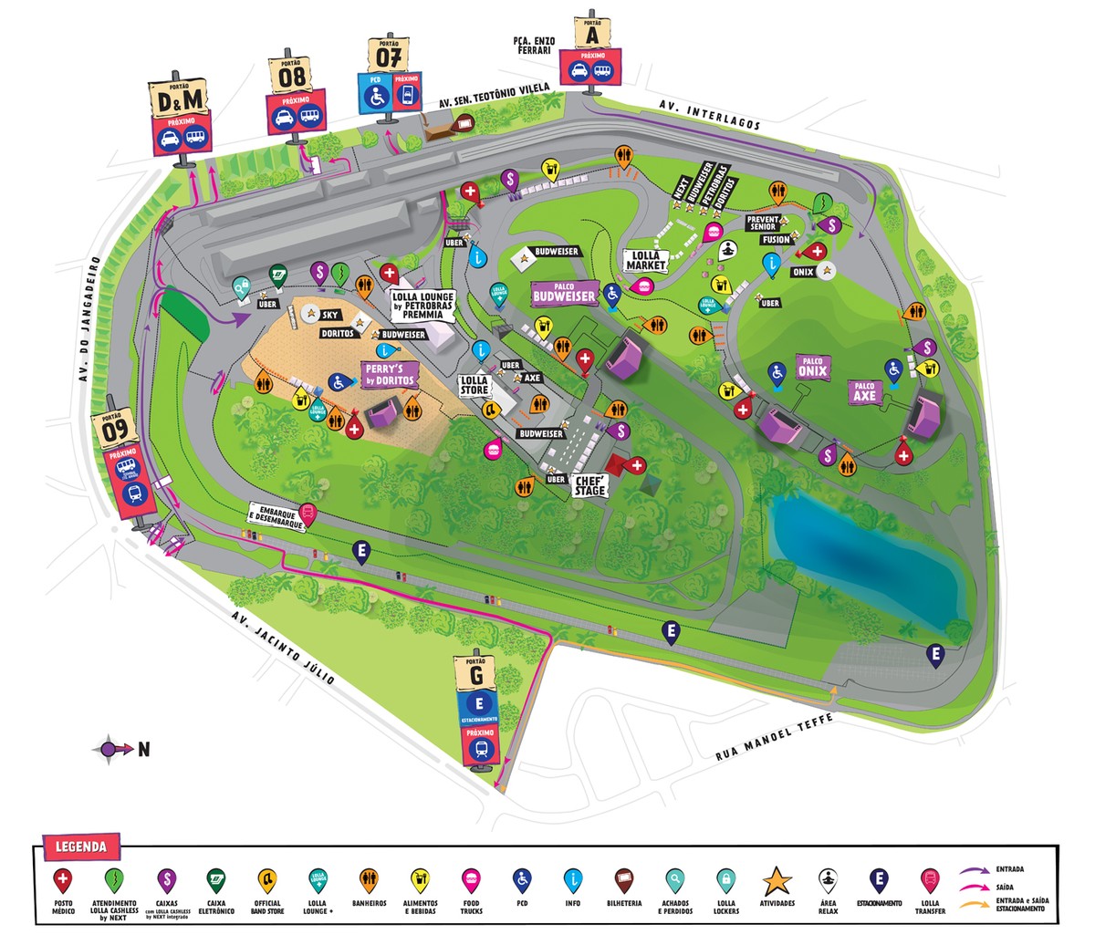 Mapa do Lollapalooza 2018: Festival divulga posição dos palcos e ...