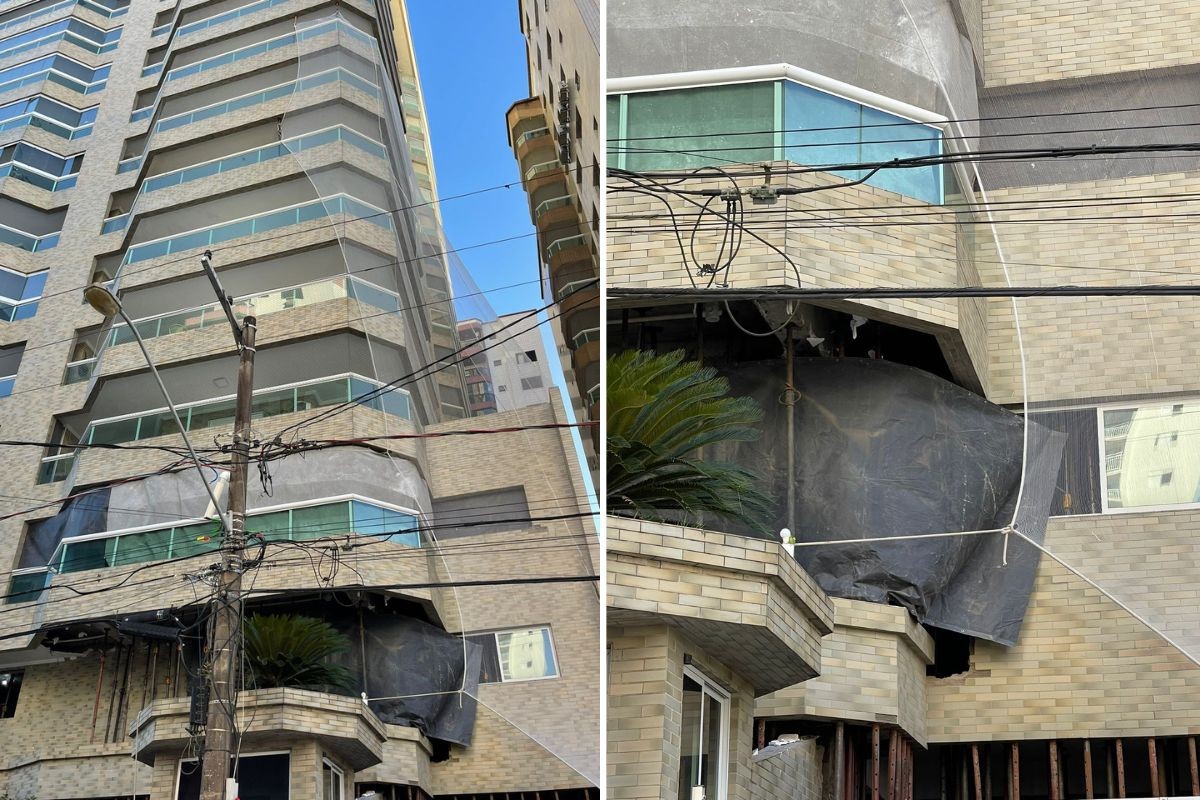 Prédio em que coluna cedeu no litoral de SP libera acesso à maioria dos ...