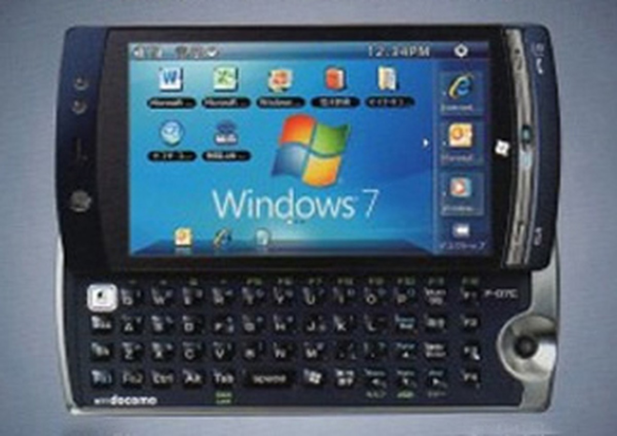 Cartaz mostra o celular híbrido da Fujitsu, com Symbian e Windows 7 ...