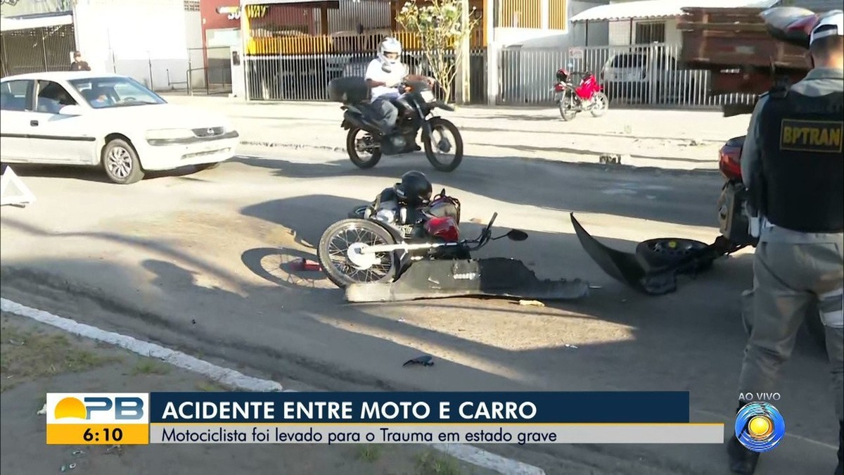 Acidente entre moto e carro deixa uma pessoa ferida, em João Pessoa | Paraíba | G1