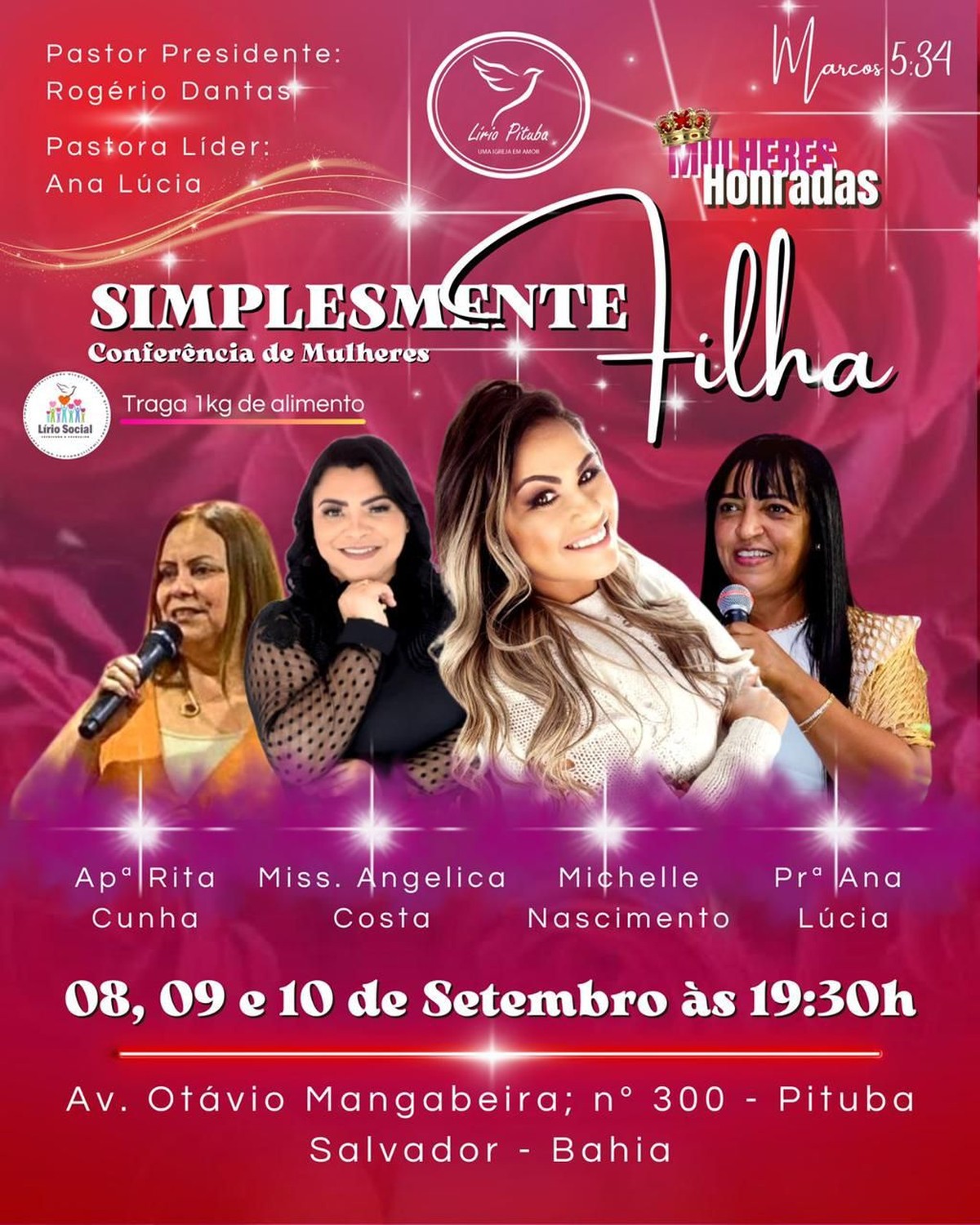 Conferência de Mulheres - Simplesmente Filha acontece nos dias 9 e 10 de setembro | Tá Rolando ...