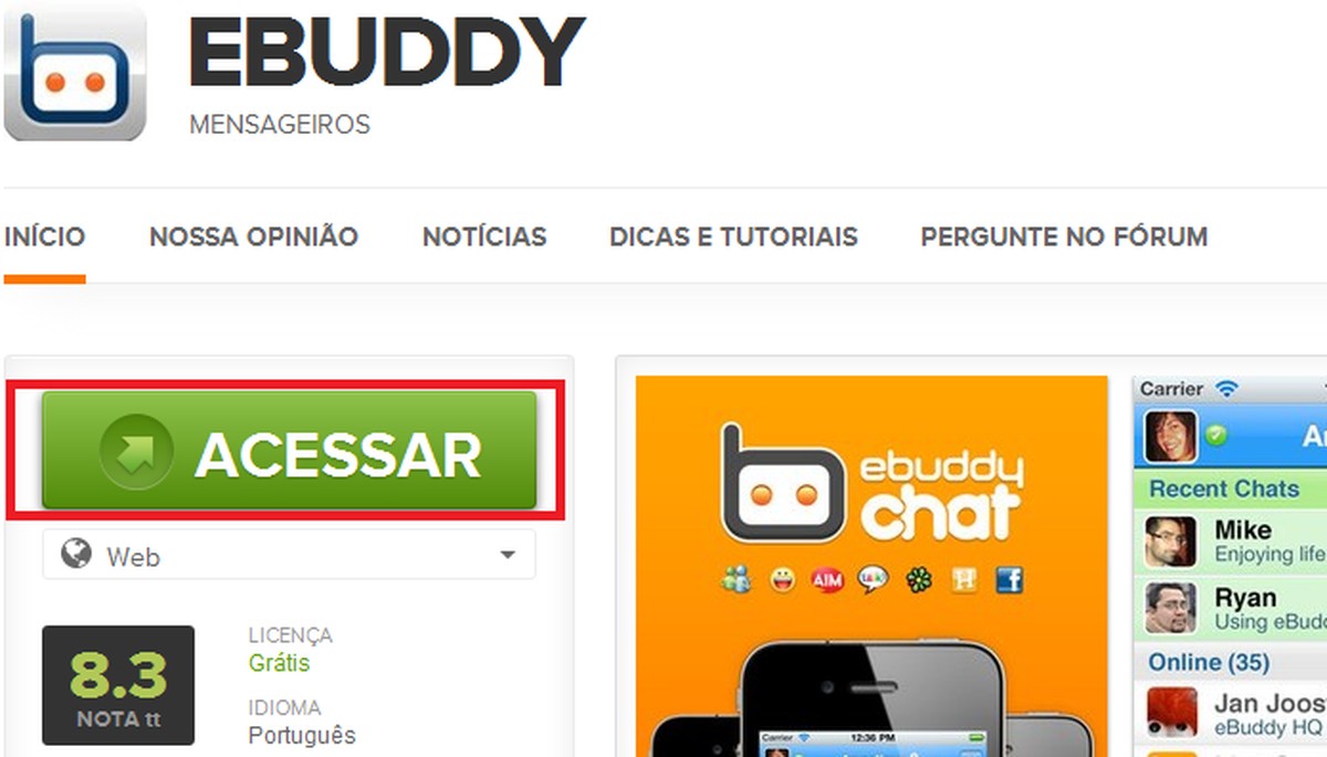 Como entrar no MSN pelo site eBuddy; use novamente o Messenger | Dicas ...