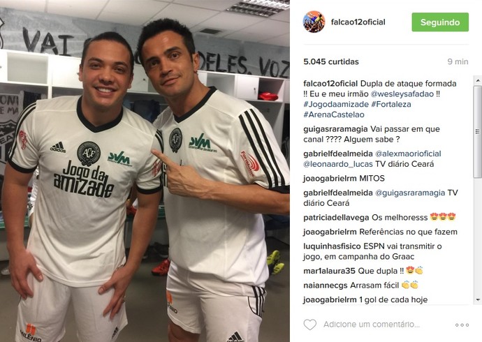 Falcão faz dupla com Wesley Safadão em pelada beneficente em Fortaleza