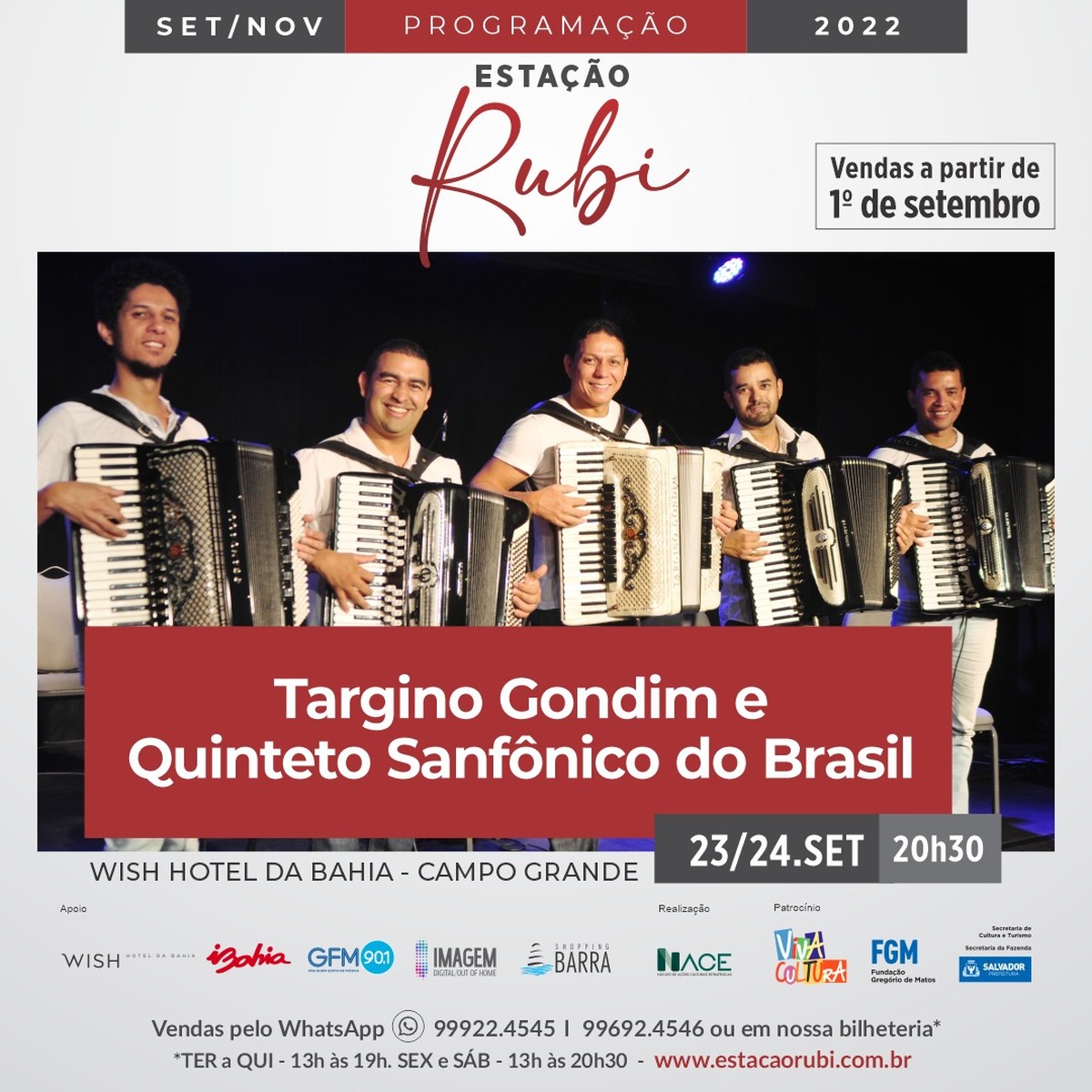 Quinteto Sanfônico do Brasil se apresenta no Estação Rubi nos dias 23 e ...