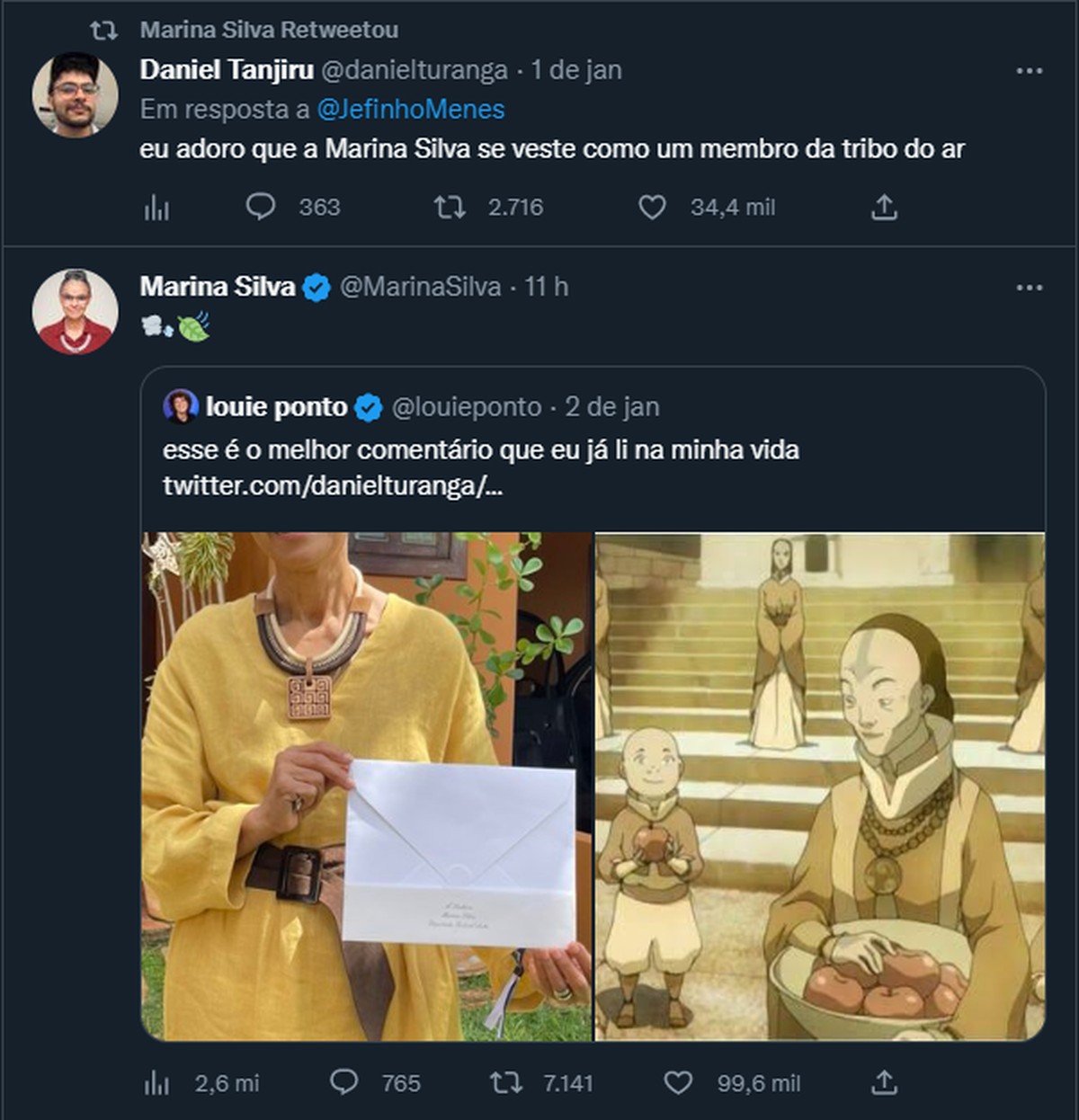 Marina Silva compartilha meme que a compara a membros da tribo do ar do ...