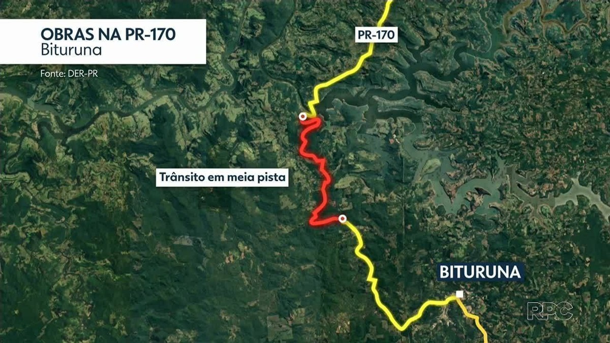 Trecho da PR-170, em Bituruna, tem mudança no trânsito a partir desta ...