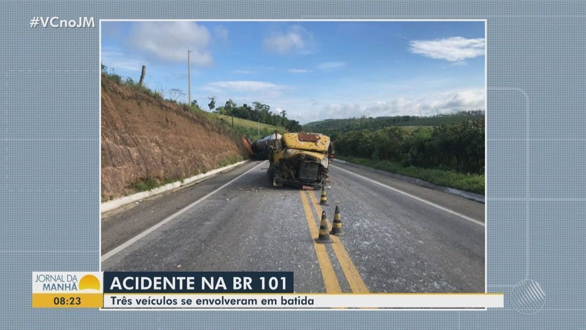Batida entre carreta, caminhão e carro deixa quatro feridos na BR-101, no sul da Bahia | Bahia | G1